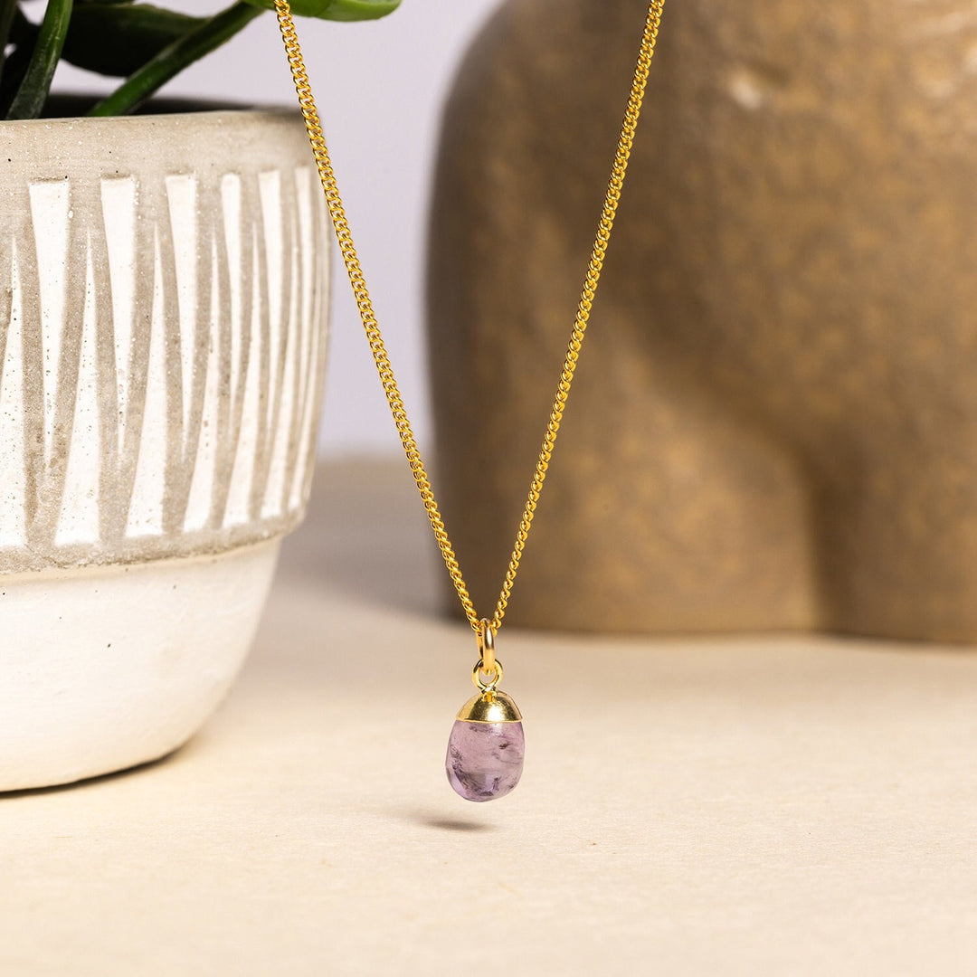 Amethyst Gold Drop Necklace - 14k Gold Filled Curb Chain – Soul ...
