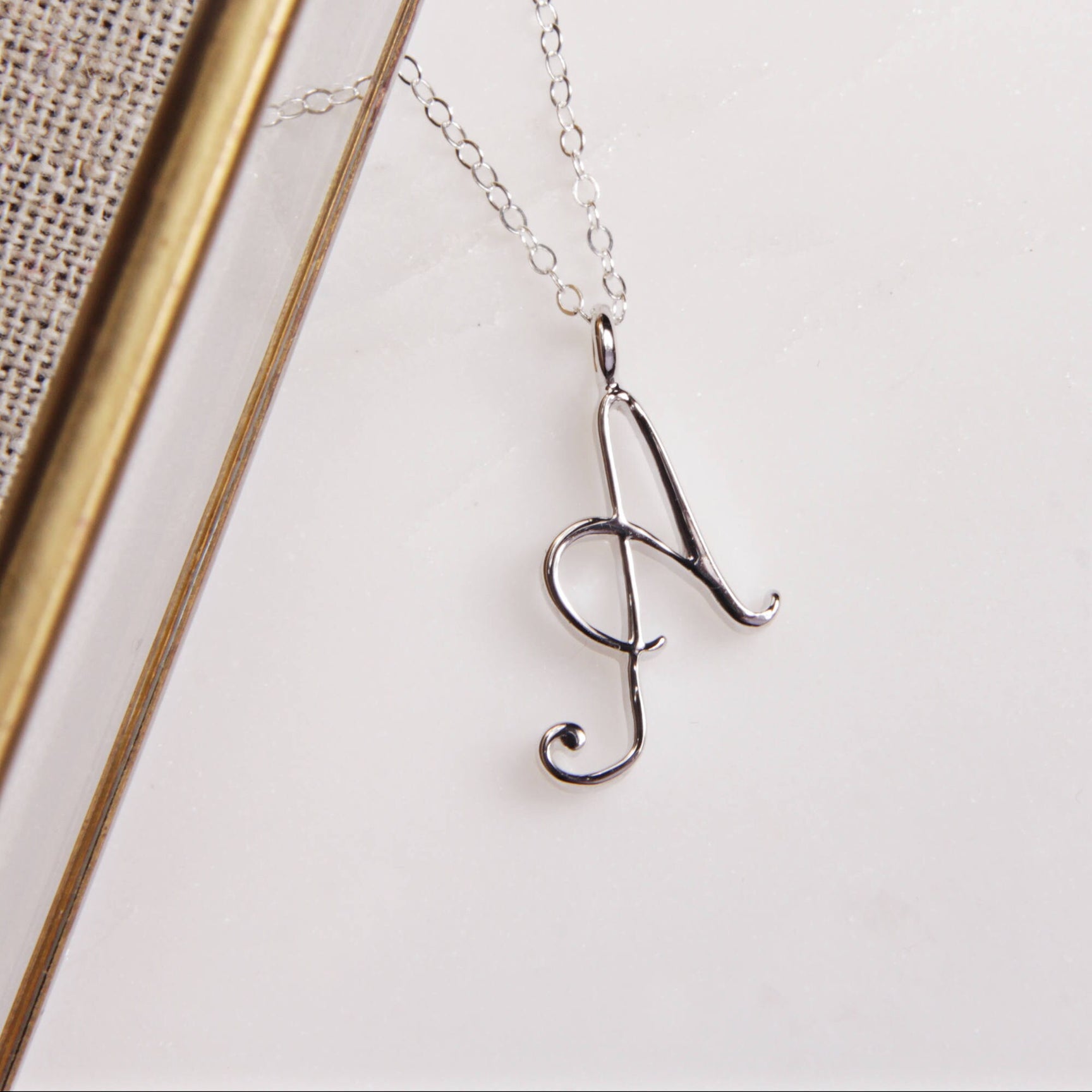 A Cursive Silver Initial Pendant – Soul & Little Rose
